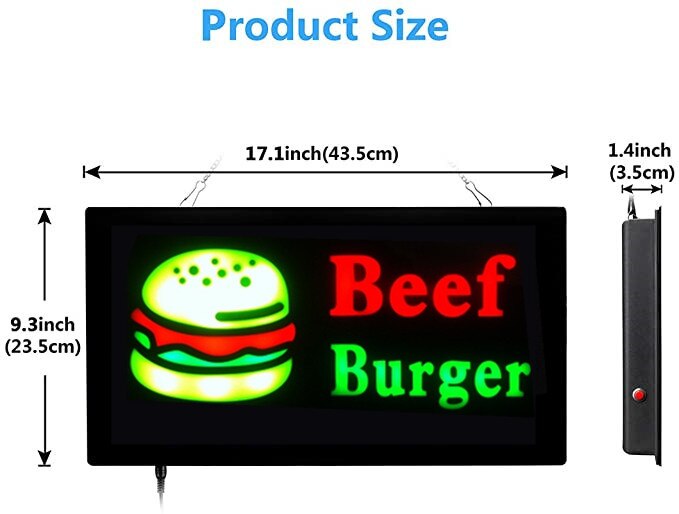 Beef burger dog shop led neon open sign light boar... – Grandado