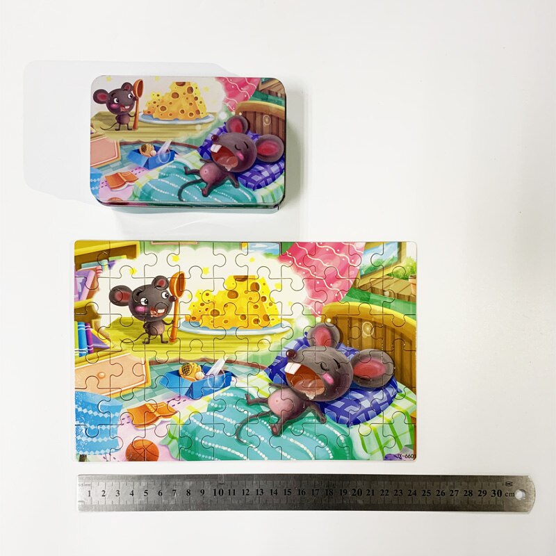 60 Stks/doos Kinderen Cartoon Houten Puzzel Chines... – Vicedeal