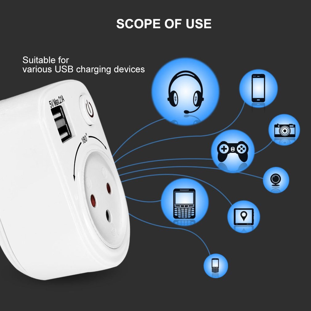 Rotatable Dual USB Timer Socket USB British Socket... – Grandado