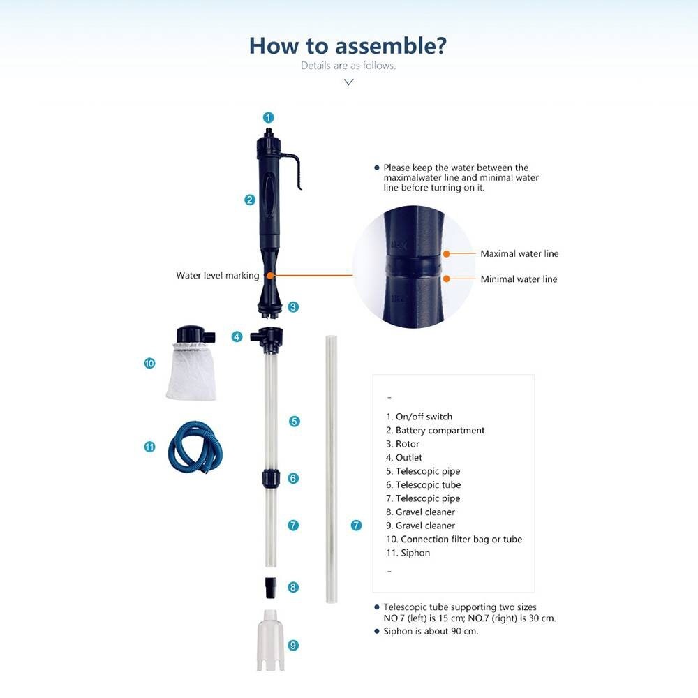Aquarium Battery Syphon Auto Fish Tank Vacuum Grav... – Grandado