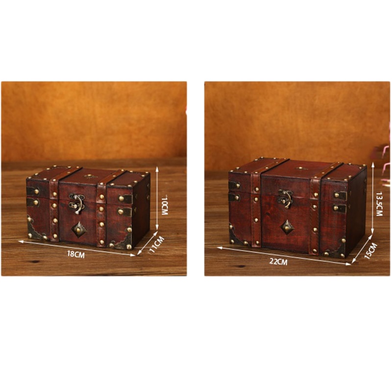 Retro Treasure Chest Vintage Wooden Storage Box An... – Grandado