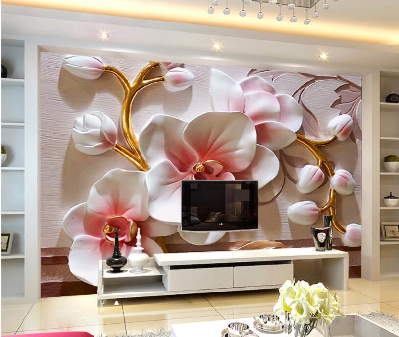 Cjsir Foto Behang 3D Phalaenopsis Relief Muur Mode... – Vicedeal