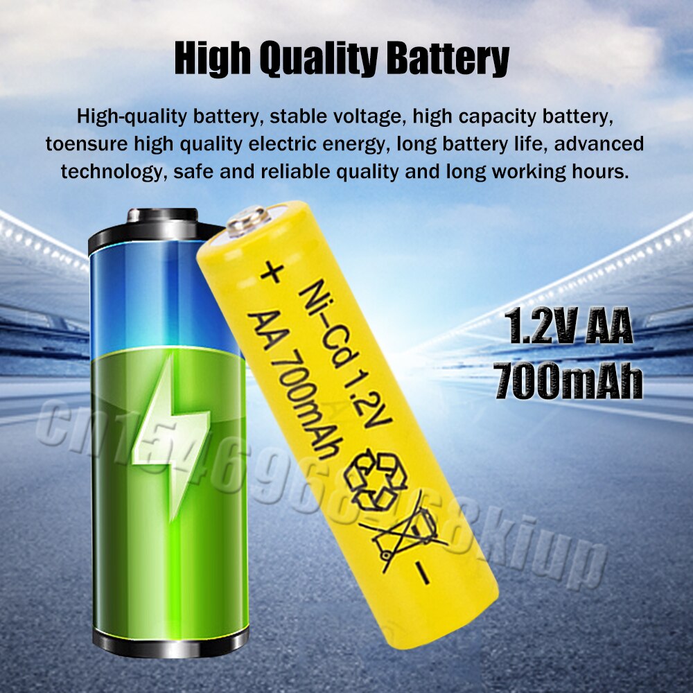 2PCS 1.2V 700mAh AA NI-CD Rechargeable Battery For... – Vicedeal