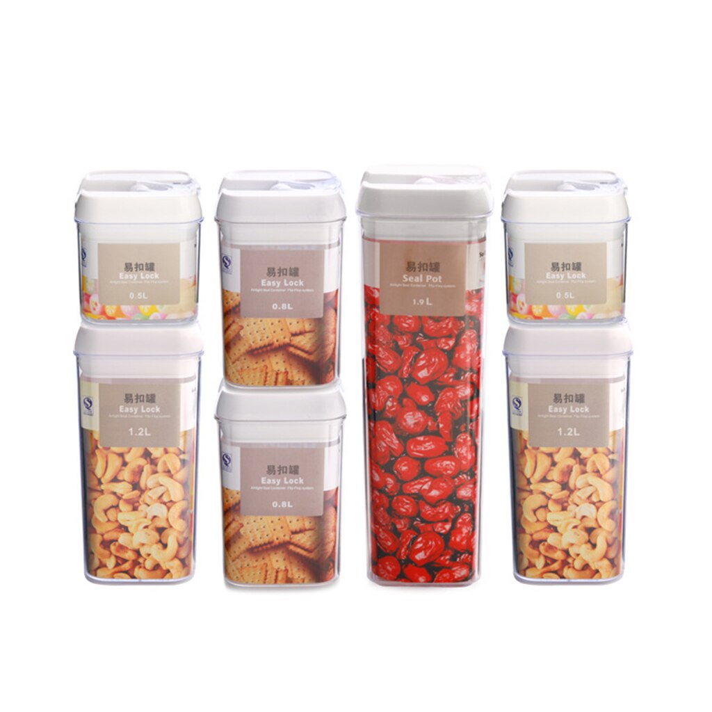 7x Plastic Dried Food Storage Containers Lids Box ... – Vicedeal