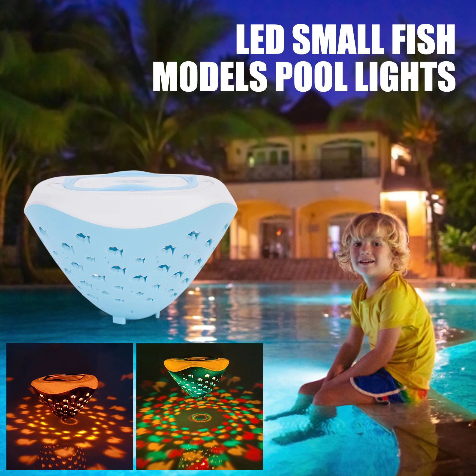 Swimming Pool Lights 4 Colors 5 Mode Cute Fish Pat... – Grandado