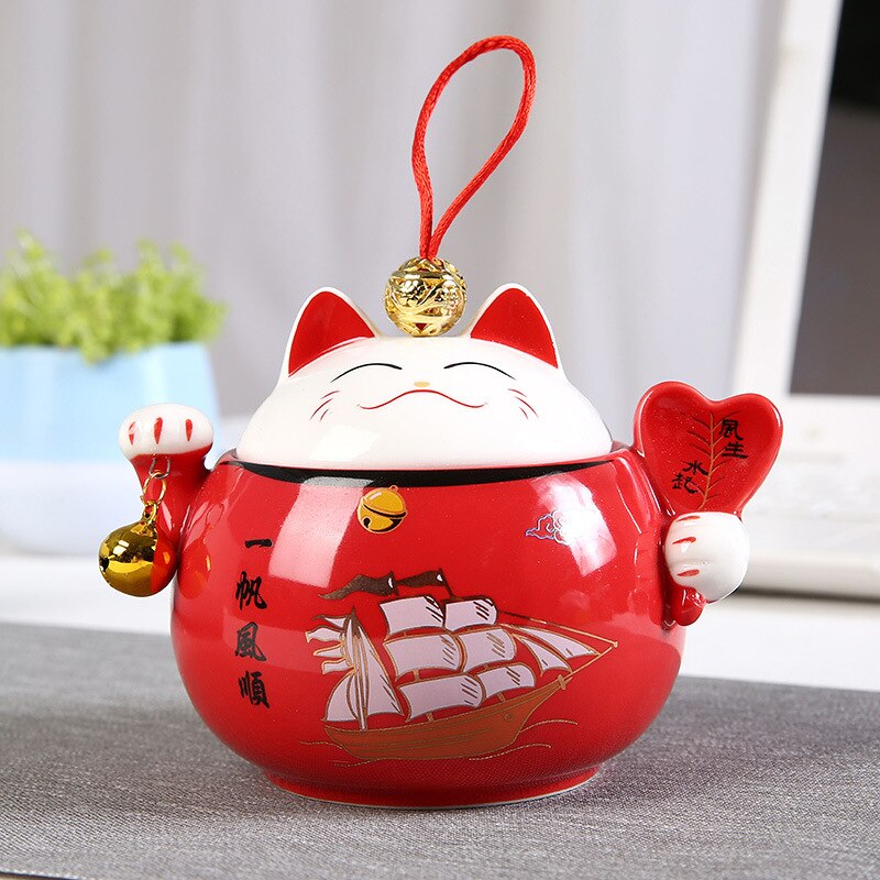 Ceramic Cartoon Lucky Cat Tea Caddy Portable Tea S... – Vicedeal