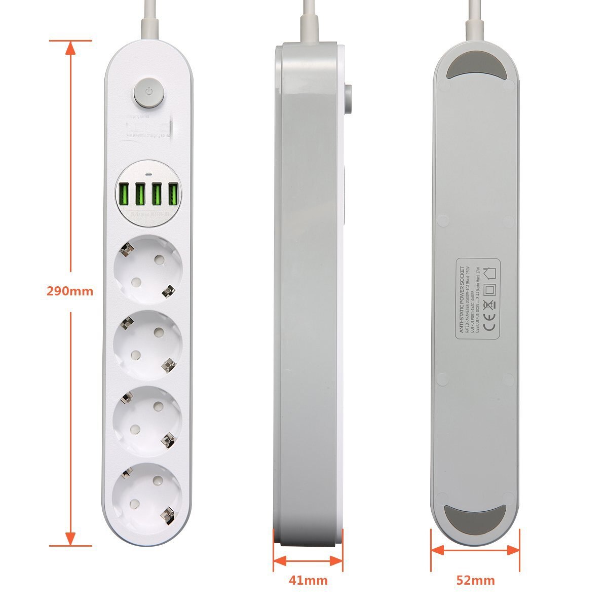 Meerdere Power Strip Surge Protector 4 Eu Plug Sto... – Vicedeal