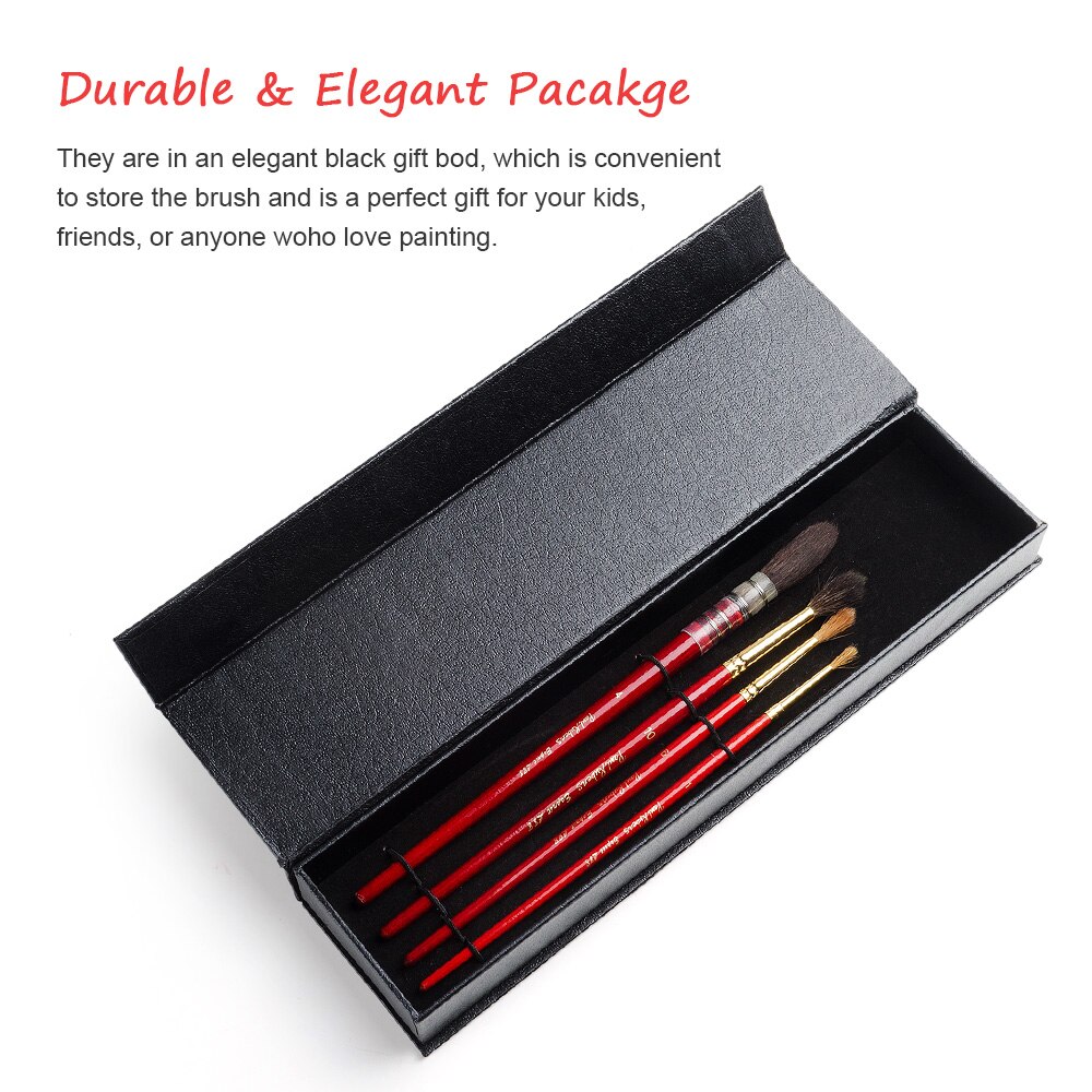 Paul Rubens Watercolor Paint Brushes 4PCS/ Set Rou... – Vicedeal