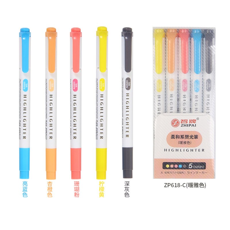 5Colors/box Midliner Highlighter Pen Fluorescent M... – Grandado