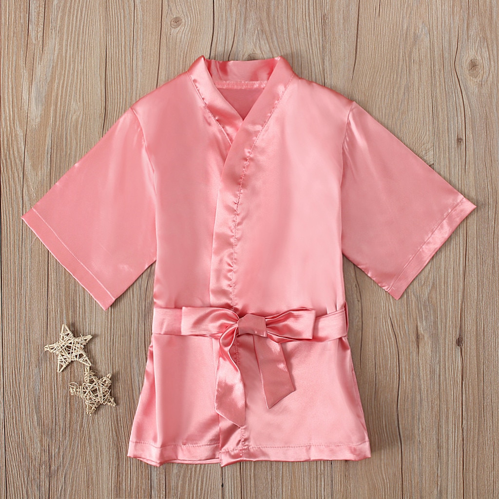 Toddler Baby Robes Kids Girls Solid Silk Satin Kim... – Vicedeal