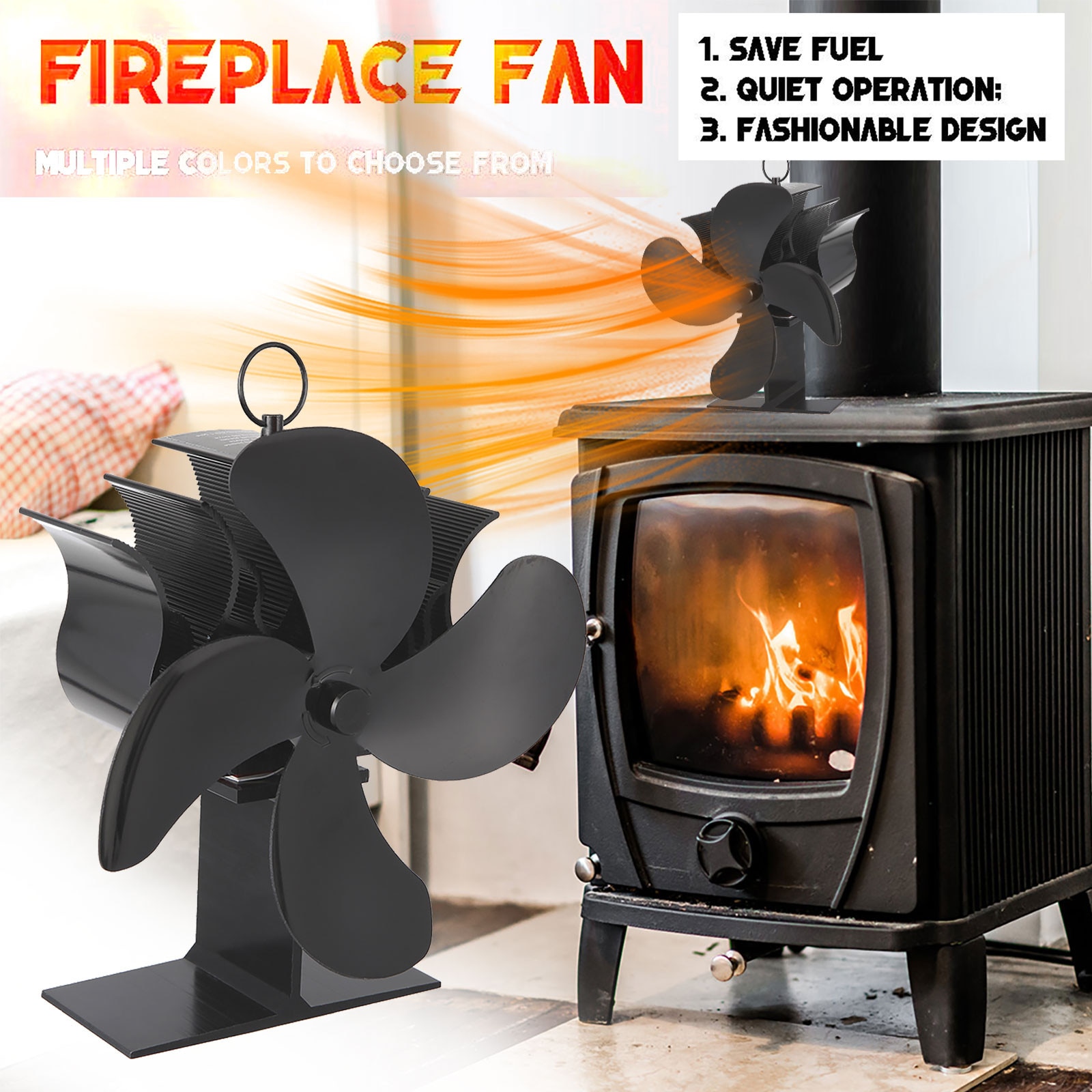 40#Stove Fan Wood Burning Stove Fans Fireplace Fan... – Vicedeal