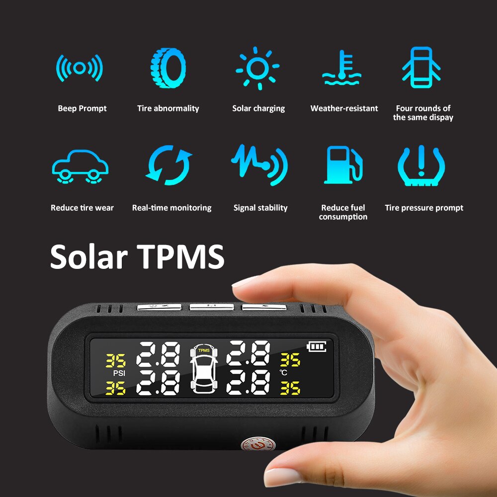 Solar Power Tpms Auto Bandenspanning Sensor Monito... – Grandado