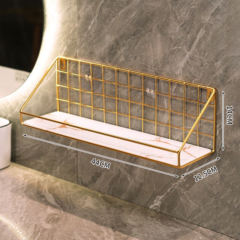 Gold Iron & Glazen Wand Plank Organisator Houd... – Grandado