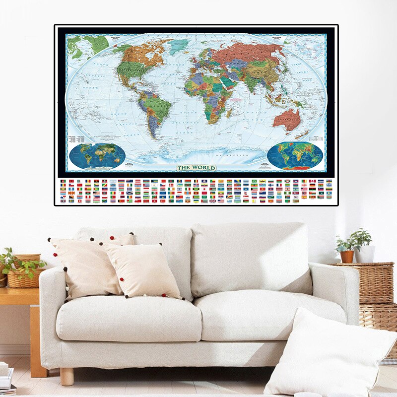 The World Map with National Flags Large Poster Non... – Grandado