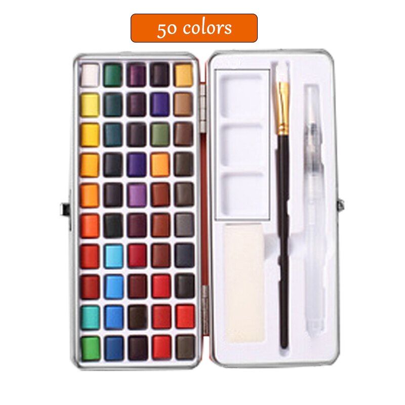 50/72/90 cores sólido aquarela pintura conjunto ca... – Grandado