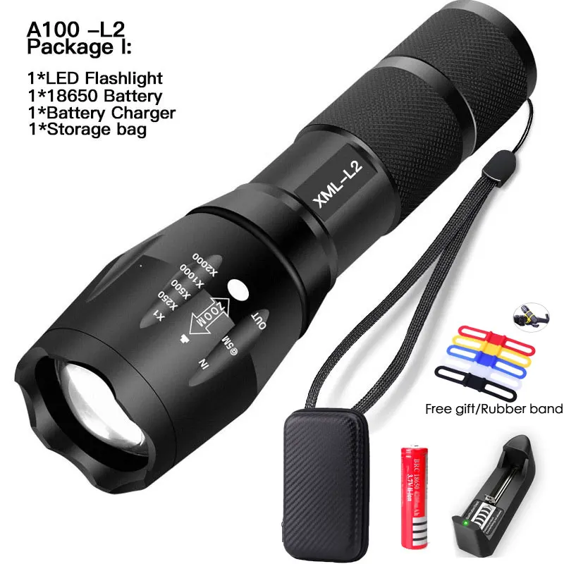 LED Oplaadbare Zaklamp XMLT6/L2 linterna zaklamp G... – Grandado