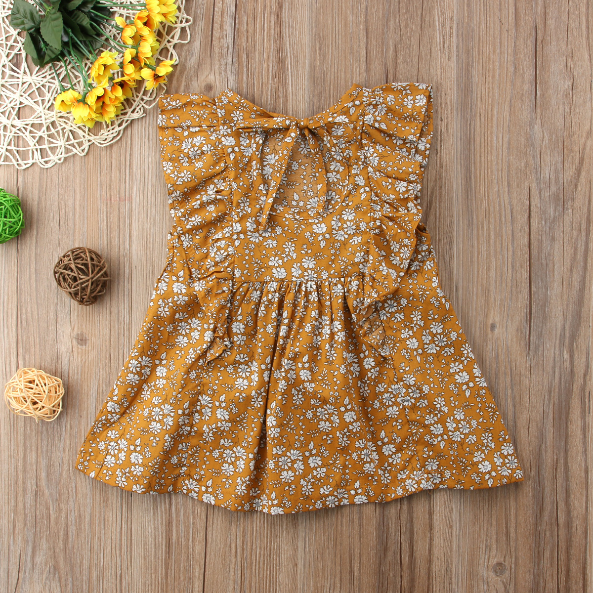 0-4Y Baby Girl Princess Dress Kid Yellow Floral Vi... – Grandado