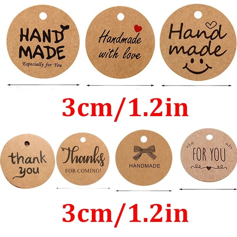 Handgemaakt Met Liefde Ronde Kraft Papier Tags Sti... – Vicedeal