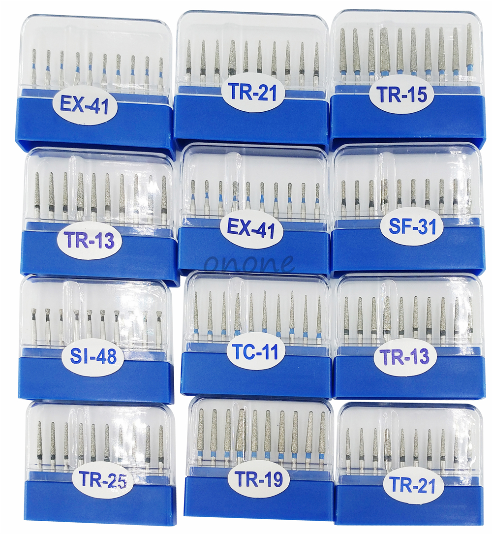 100 pcs/set Dental Diamond Burs Medium FG 1.6mm Po... – Grandado