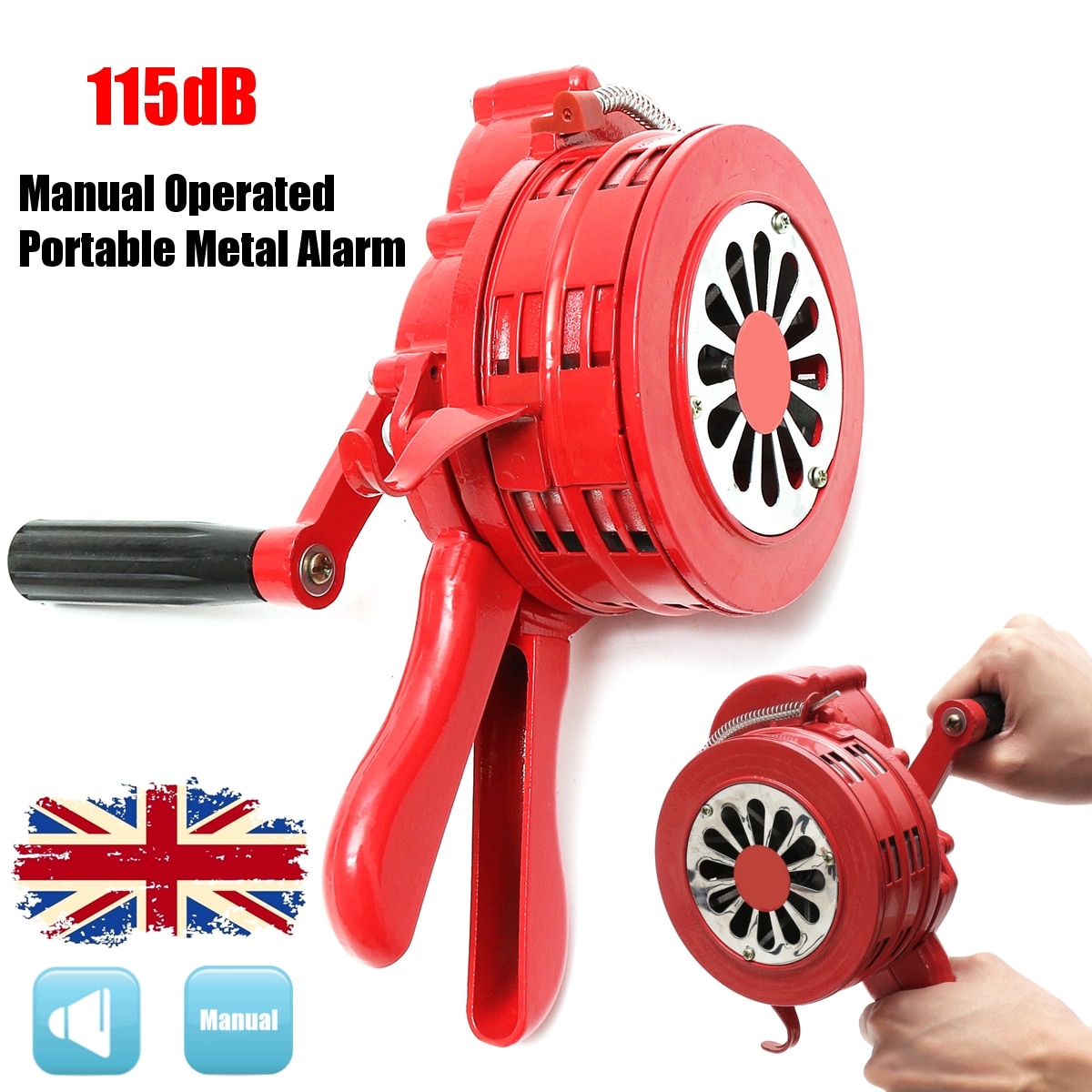 4.5 Inch Portable Hand Crank Siren Red Aluminium A... – Vicedeal