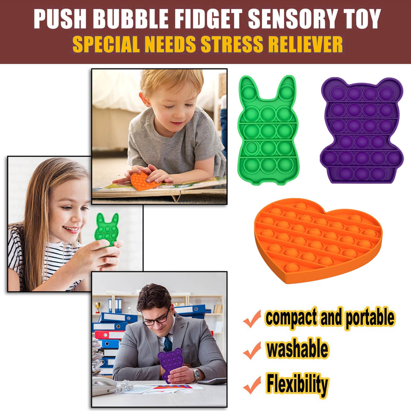 Push Bubble Fidget Sensory Toy Autism Special Need... – Grandado