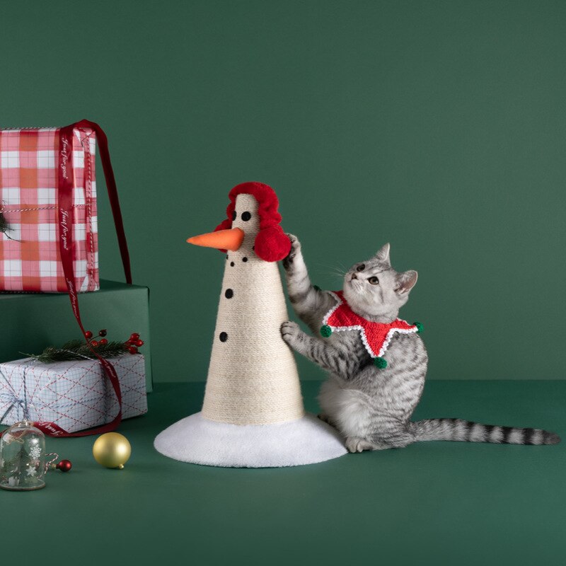 Cats Scratching Post Christmas snowman Cat Climbin... – Grandado