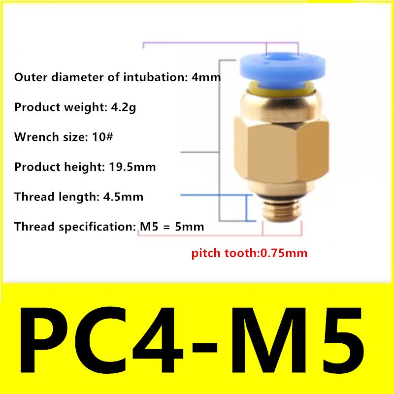 5pcs/lot PC Pneumatic PC8-M6/M8/M10/M12/M14/M16 Ho... – Vicedeal