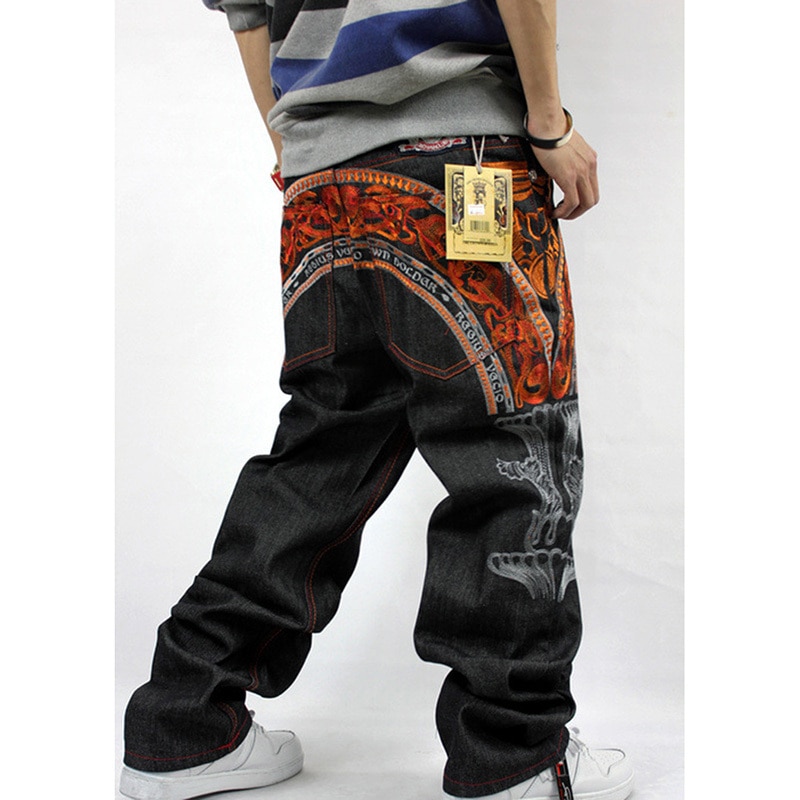 Male Street Skateboard Baggy Jeans Mens Hip Hop Ro... – Grandado