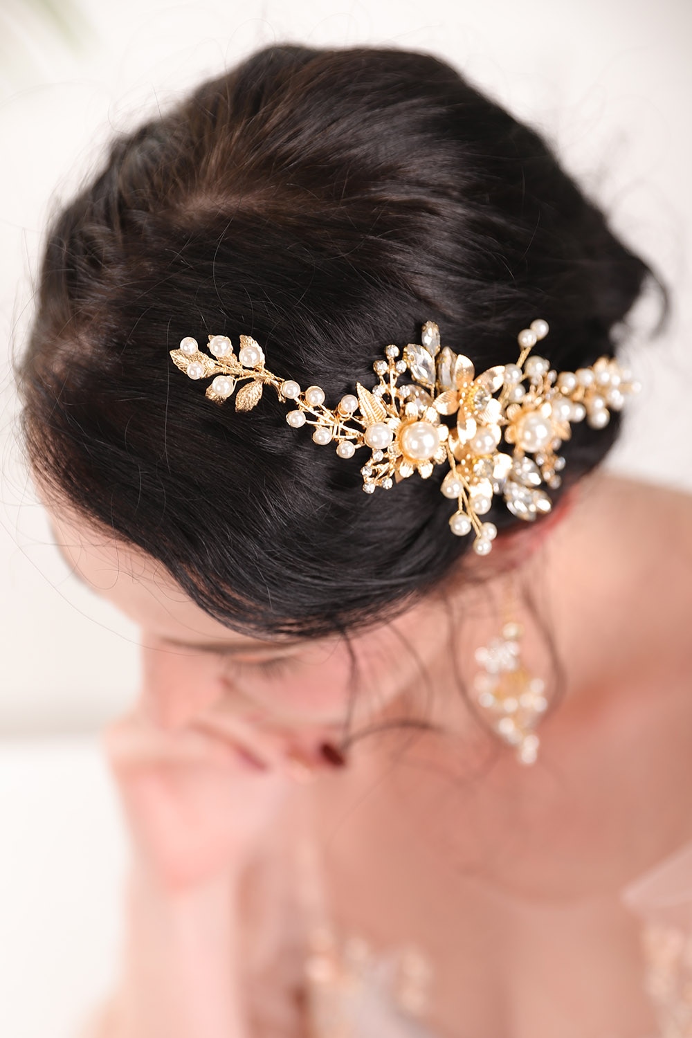 Noble Bloem Gouden Parel Crystal Rhinestones Fairy... – Grandado