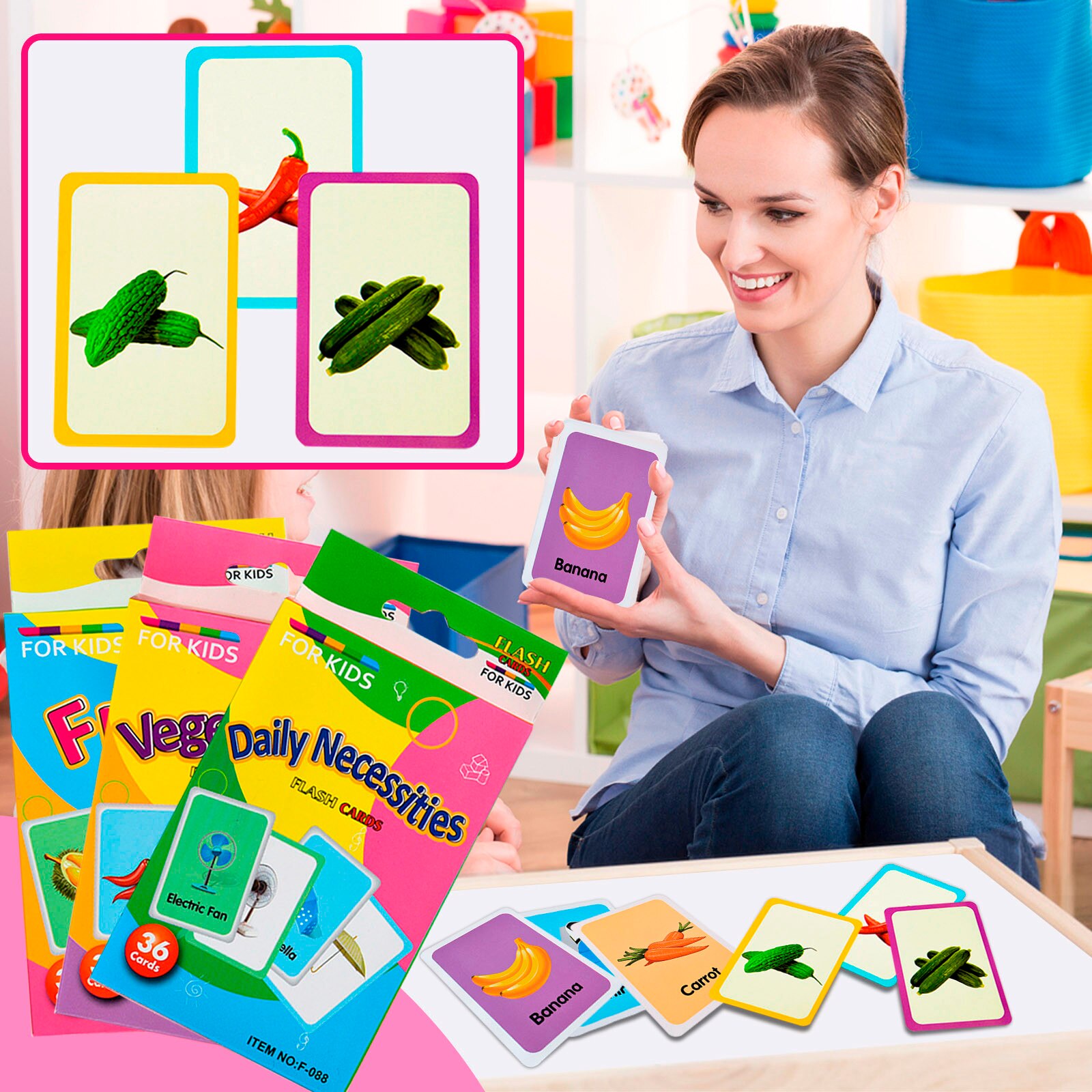 3pc Educational Flashcards For Toddlers Sets Of Fr... – Grandado