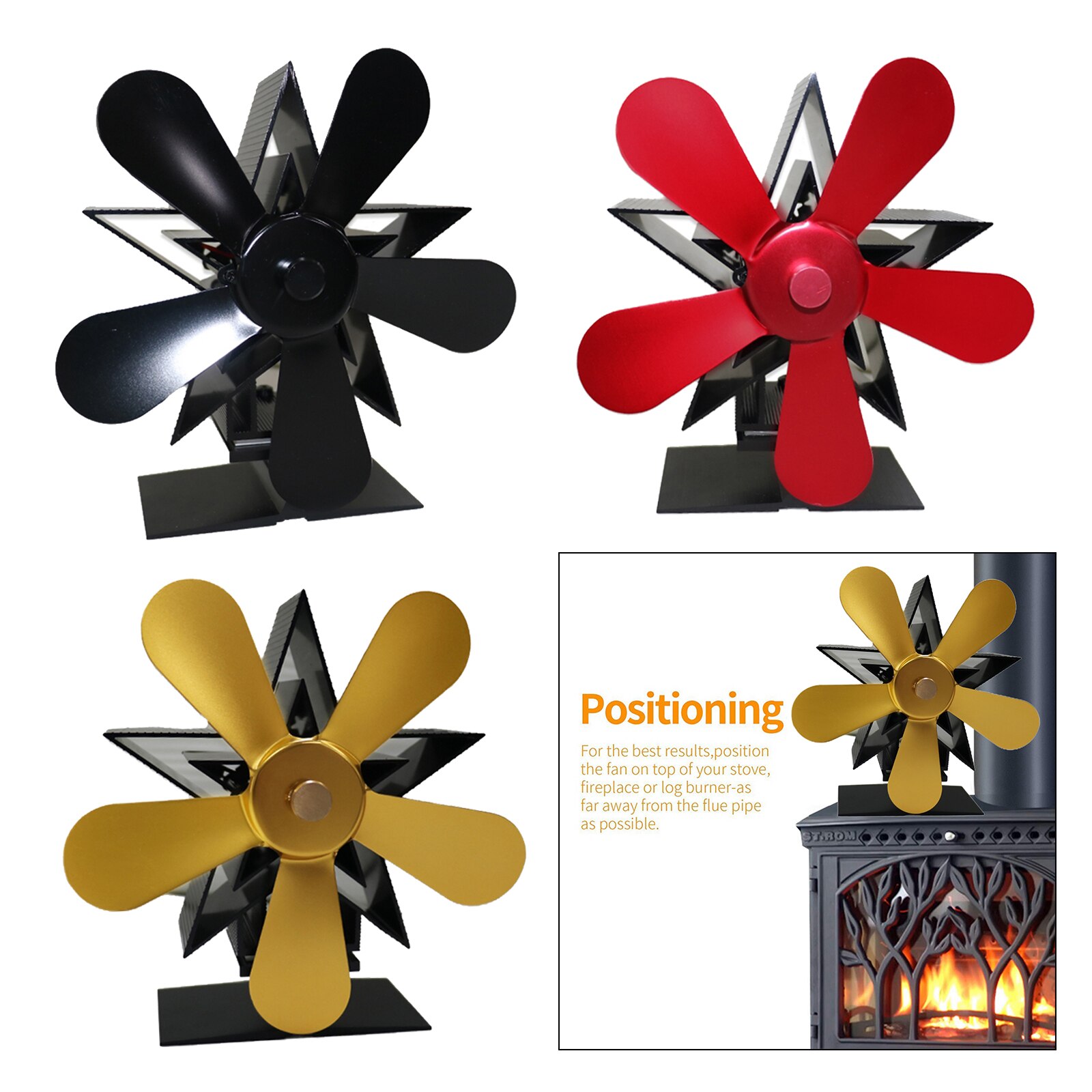 Premium Portable Fireplace Fan Heat Powered Log Fi... – Vicedeal