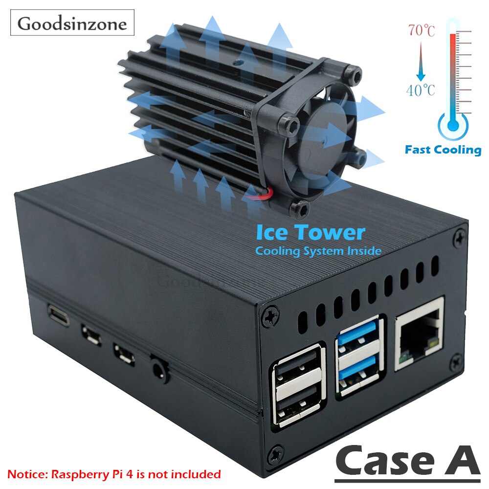 Raspberry Pi 4 Aluminium Fall Mini EIS Turm Kühlsy... – Vicedeal