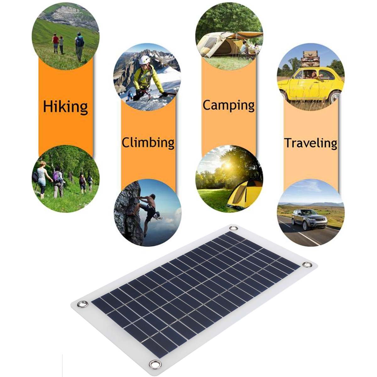 40W 12V Protable Solar Panel Kit 2 USB Port with 1... – Grandado