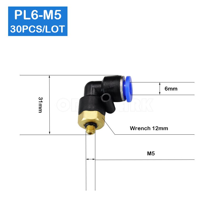 30Pcs Van PL6-M5, 6Mm Push In One Touch Connector ... – Vicedeal