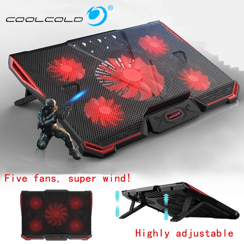CoolCold Laptop Cooling Pad luchtgekoelde 5 Fans 2... – Vicedeal