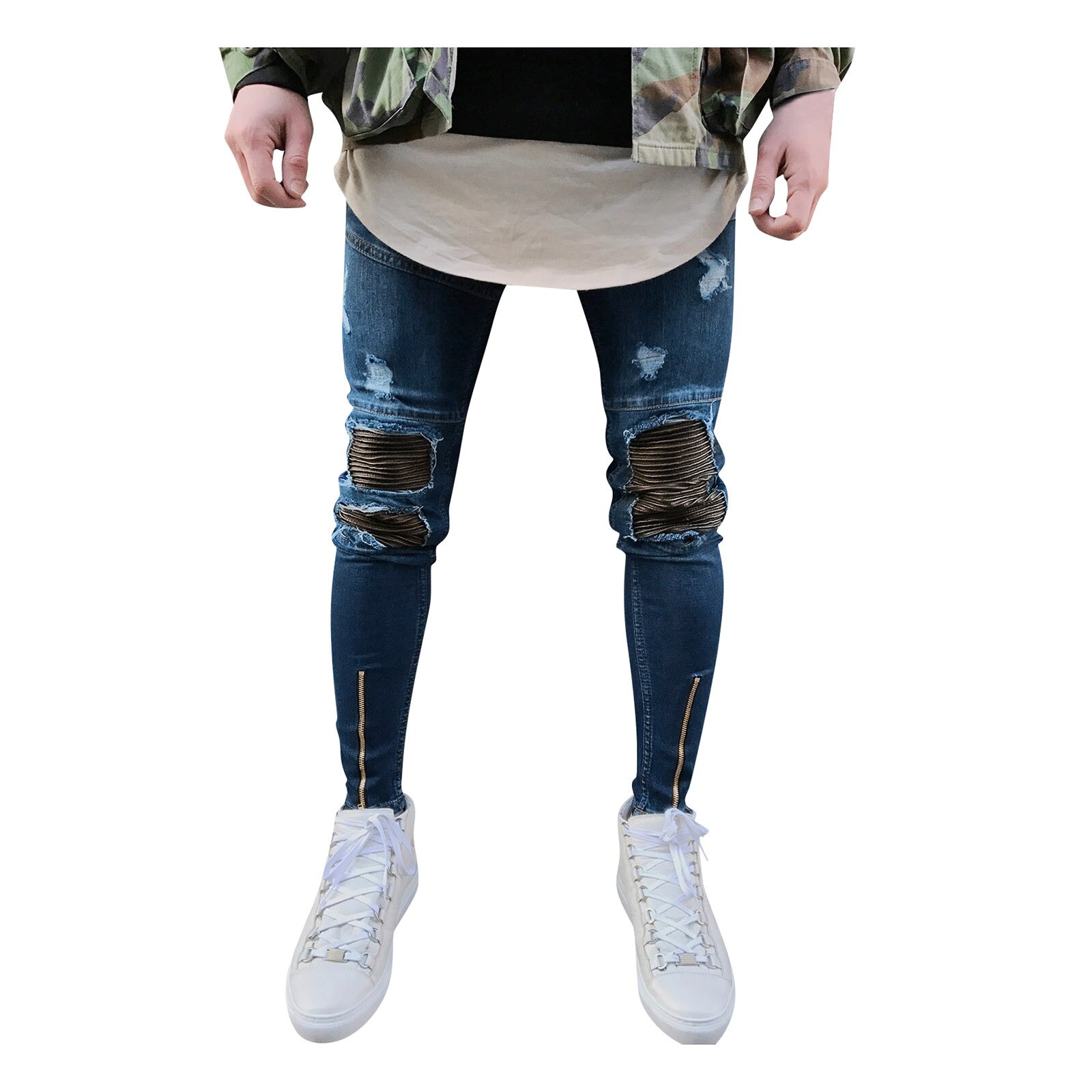 3 Styles Men Stretchy Ripped Skinny Biker Embroide... – Grandado