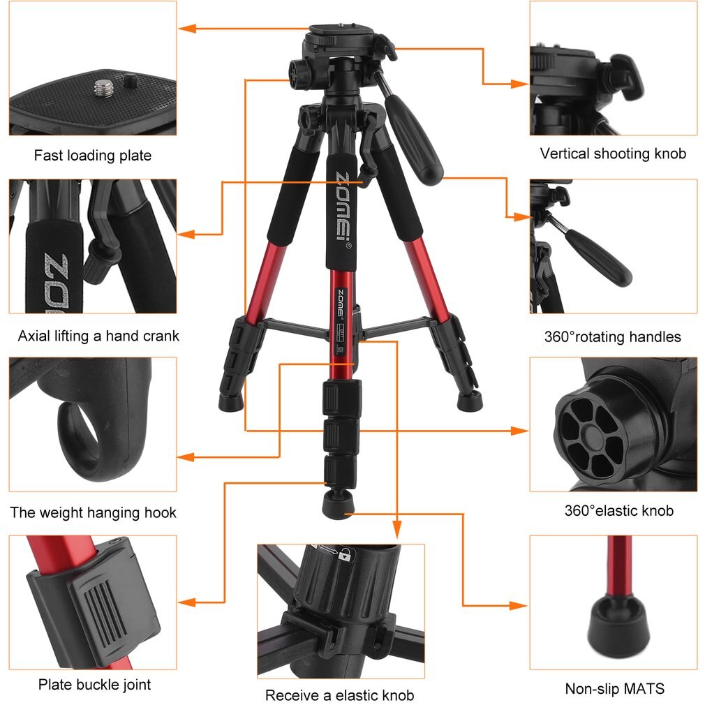 Camera Tripod Adjustable Height Anti-Skid Travel A... – Vicedeal