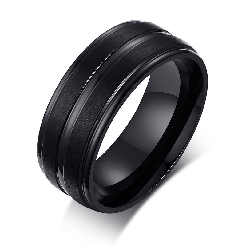 ZORCVENS Punk Men Matte Stainless Steel Rings Blac... – Grandado