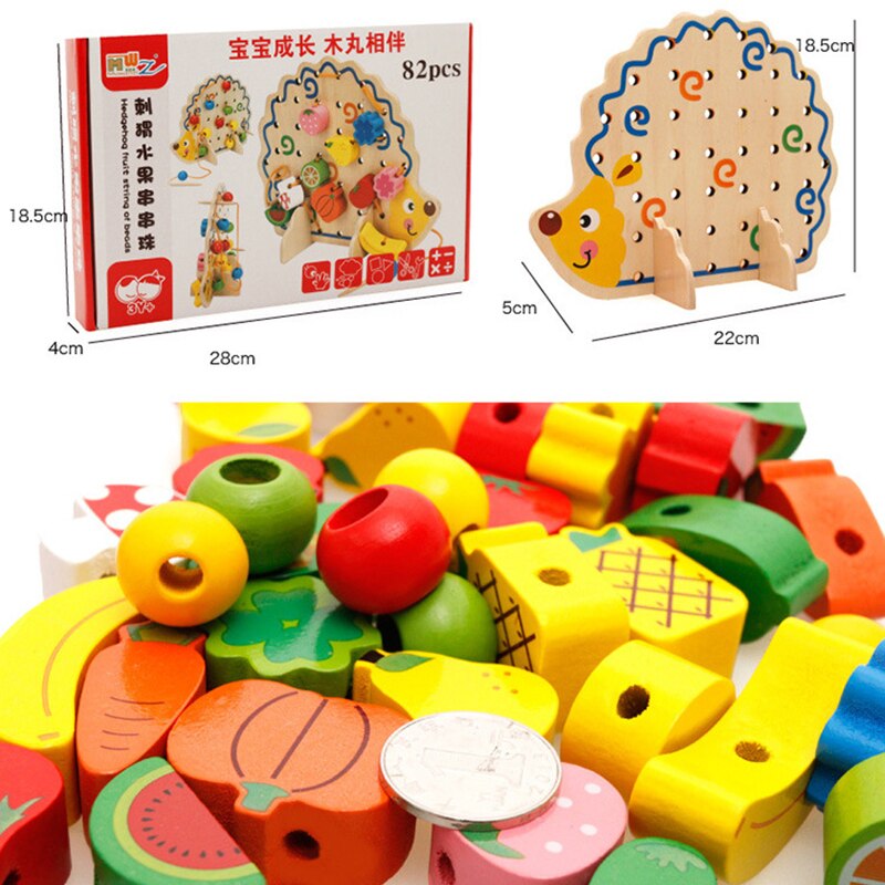 Pop Child Threading Blocks Wood Beads Baby Toys Be... – Grandado