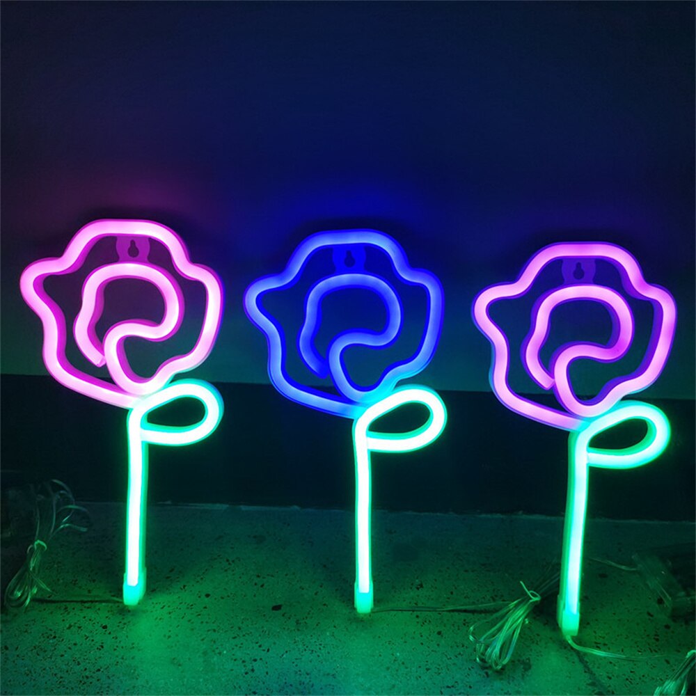 Rose Flower Neon Sign Light Lamp Romantic Valentin... – Grandado
