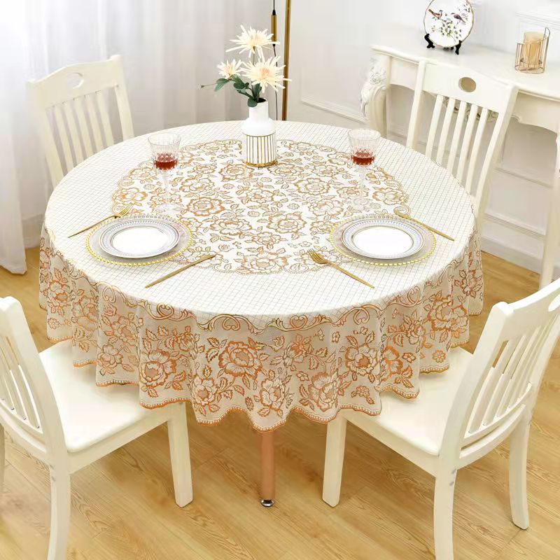 Round Table Tablecloth PVC Bronzing Printing Wash ... – Grandado