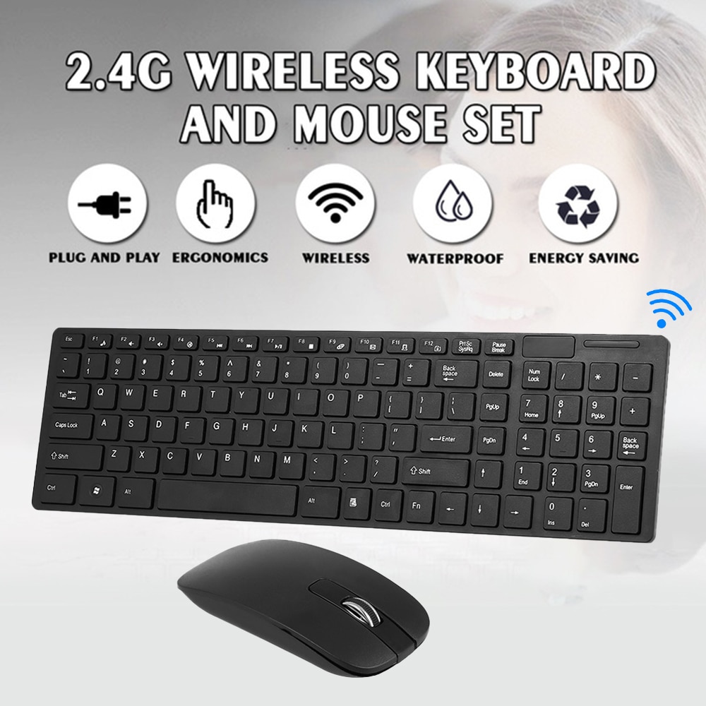 Keyboard And Mouse Combo Computer Ergonomic 2.4G W... – Grandado