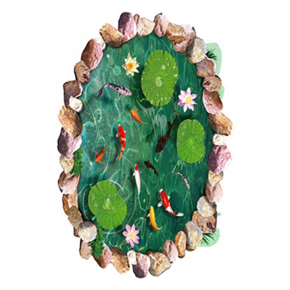 Waterproof 3D Ground Sticker Vivid Lotus Fish Prin... – Vicedeal