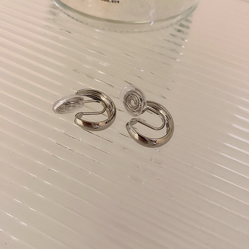 Clip Earrings Metal Trendy Round Women Circle Ear ... – Vicedeal