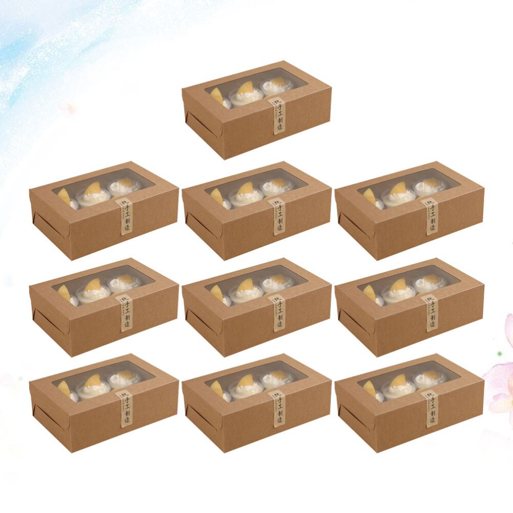 10pcs Kraft Paper Packing Boxes Cupcake Containers... – Grandado