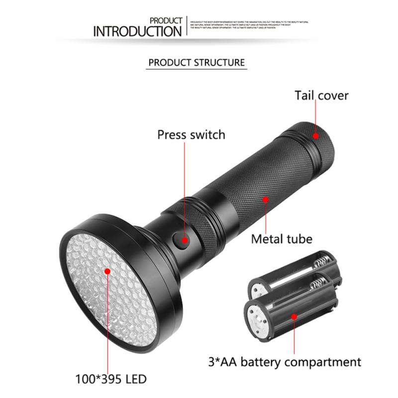 100*LED Purple Light Flashlight Detection Lamp Alu... – Grandado