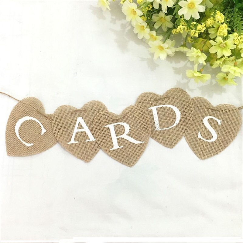 CARDS Heart Shape Hessian Bunting Banner Rustic Pa... – Grandado