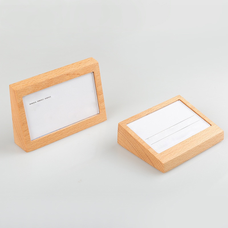 Kaart Label Houder Acryl Massief Hout Showcase Sta... – Vicedeal