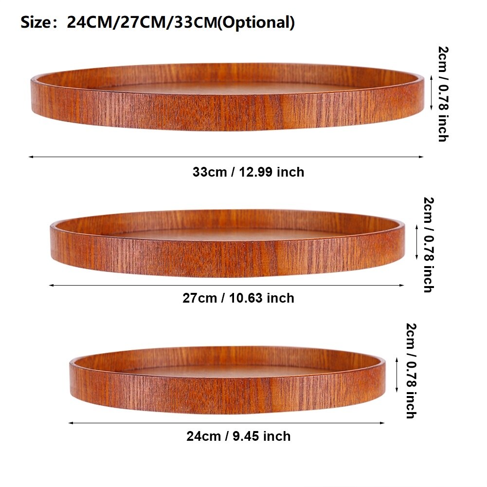 Runde naturligt træ serveringsbakke træplade te ma... – Vicedeal