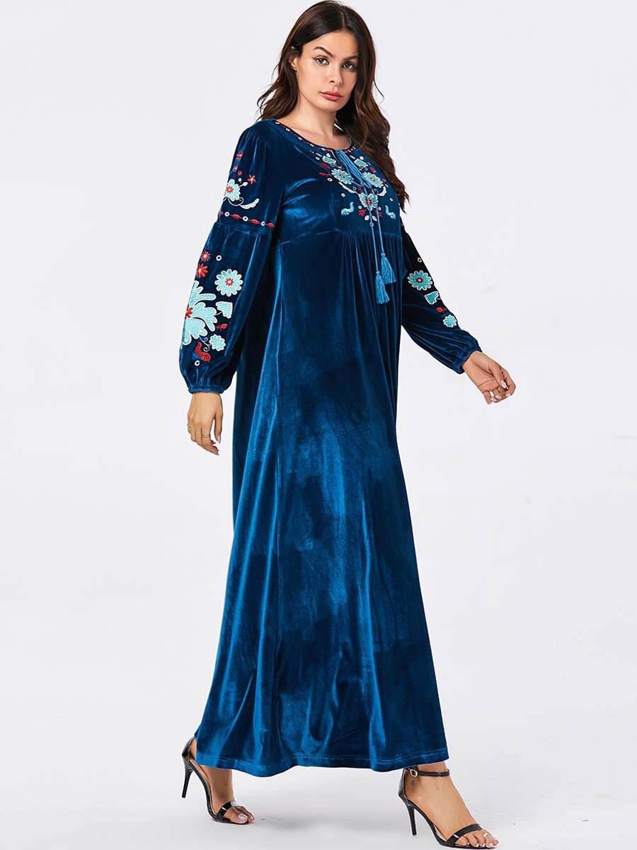 Velvet Muslim Dress Women Maxi Kimono Jubah Long R... – Vicedeal